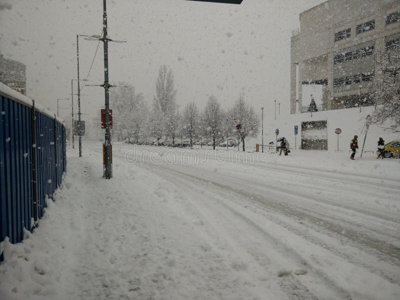Street in heavy snow stock photo. Image of snow, bratislava - 76712002