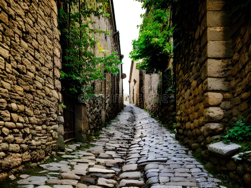 Street in the Historic Town of Cobble, Cobbled Road, Ai Generated Stock ...