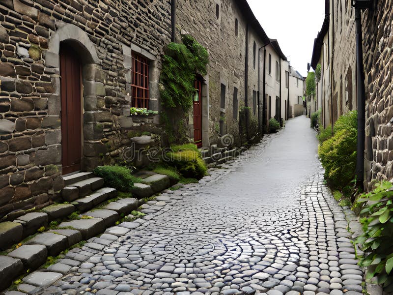 Street in the Historic Town of Cobble, Cobbled Road, Ai Generated Stock ...