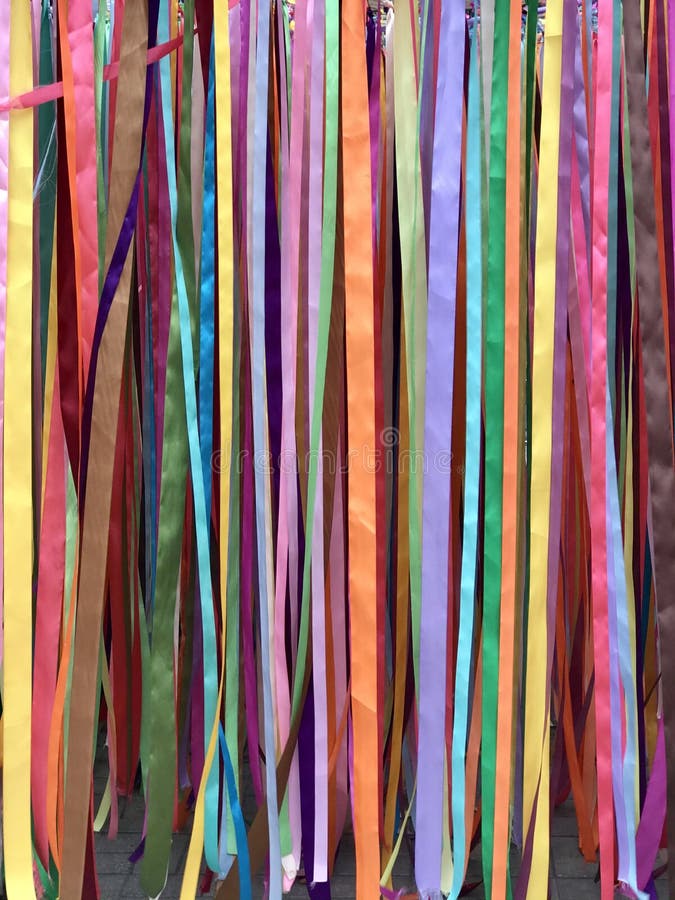 Street Installation of Multi-colored Ribbons Stock Photo - Image of ...