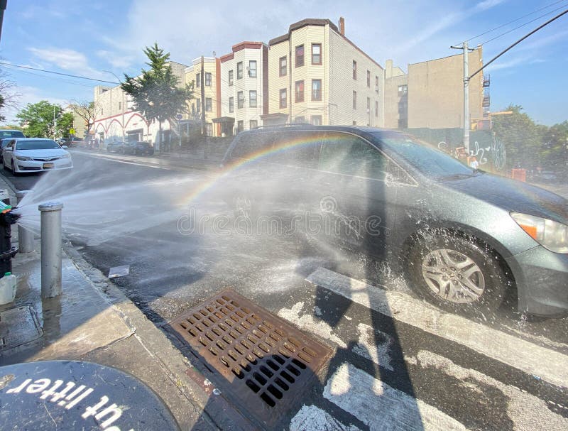 Street Intersection with Fire Hydrant Spinkler Open Editorial Stock ...
