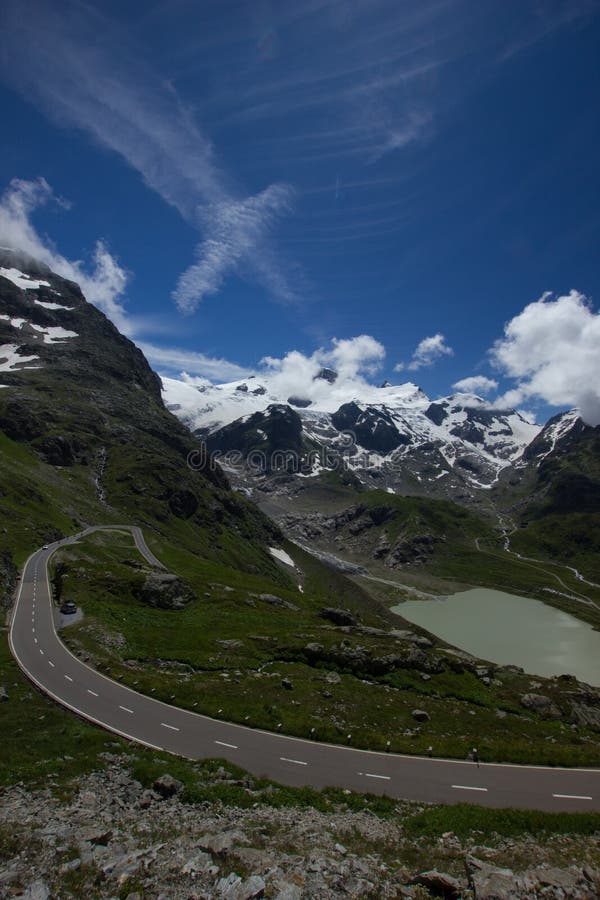Street and Lake at the Alpine Pass Susten Stock Photo - Image of ...