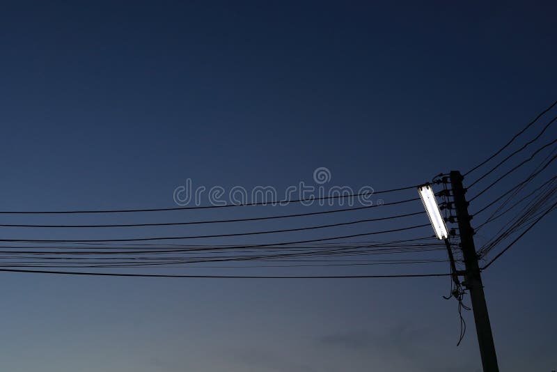 Street Lamp on Electricity Post with Night Sky Stock Photo - Image of ...