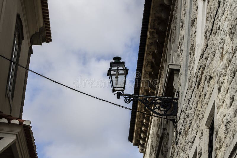 Street Lamp in Gothic Style with Sky Stock Image - Image of pavement ...