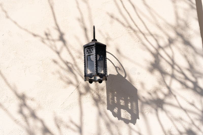 Street Lamp Lantern on Wall with Shades Stock Photo - Image of building ...