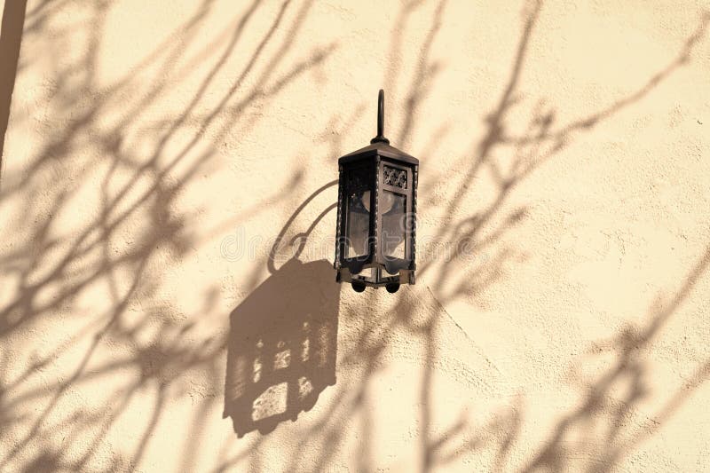 Street Lamp Lantern on Wall with Shades Stock Image - Image of wall ...