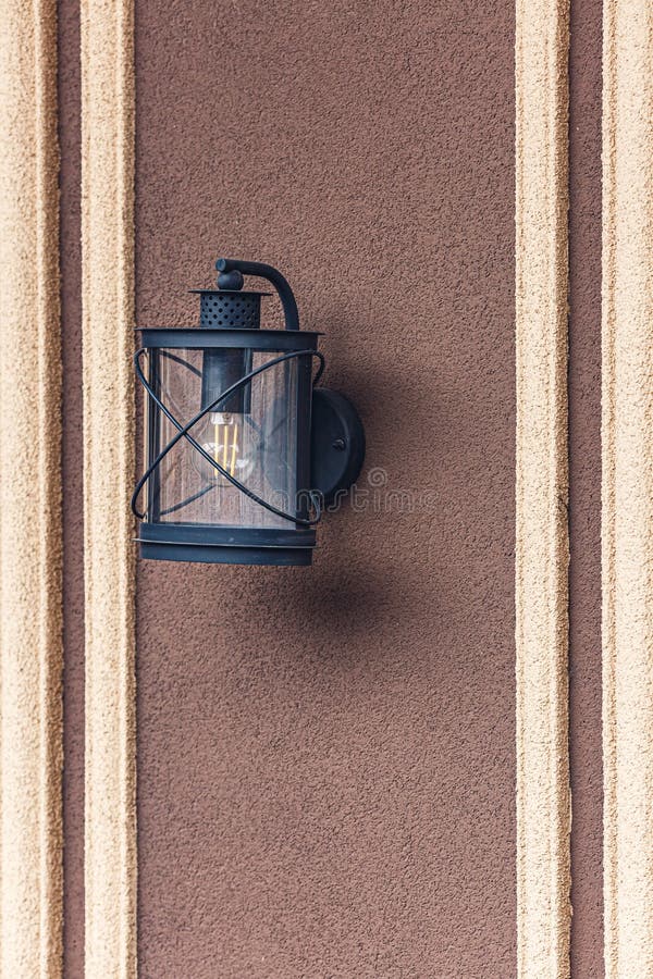 Street Lamp with Led Bulb on the Wall of the House. Stock Photo - Image ...