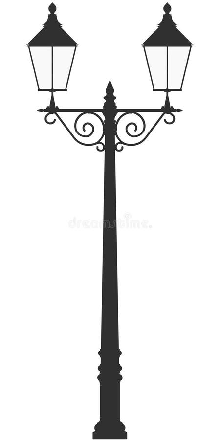 Street Lamp Light Outline Silhouette Stock Illustration - Illustration ...