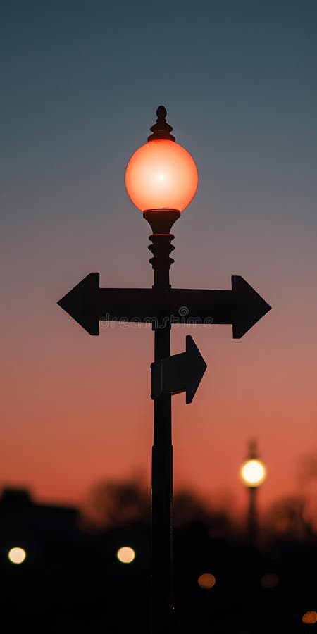 Street Lamp with Orange Light and Gradient Background Stock ...