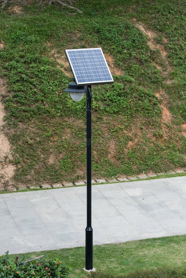 Street Lamp Post with Solar Panel Energy Stock Photo - Image of ...