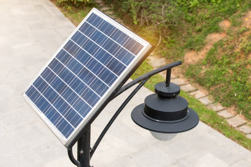 Street Lamp Post with Solar Panel Stock Image - Image of electric ...