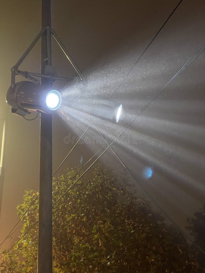 Street Lamp Rays in Misty Fog Stock Photo - Image of street, shine ...