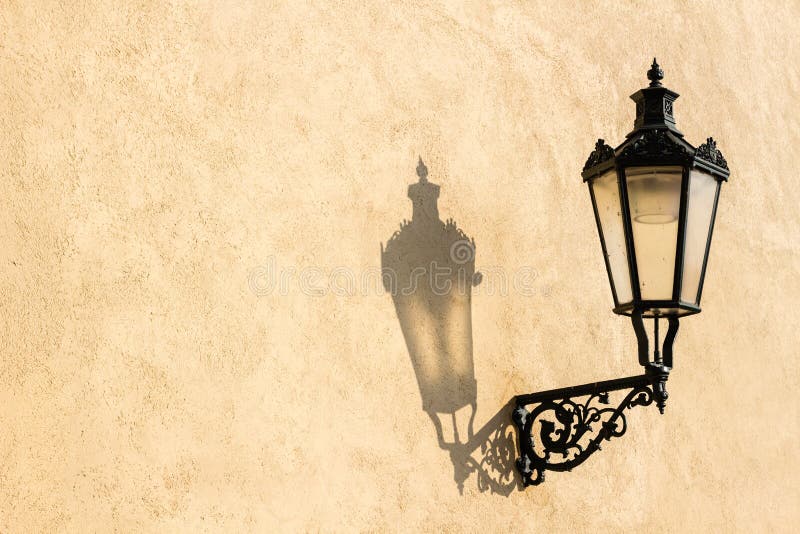 Street Lamp with Shadow in Prague Stock Image - Image of wall, vintage ...