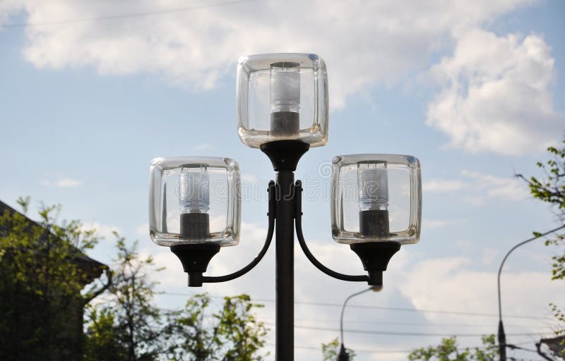 Street Lamp with Square Shade Stock Image - Image of architecture ...