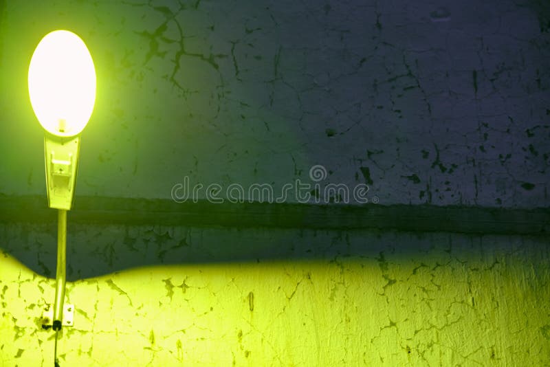 Street Lamp on the Wall of the House Low Light Color Stock Photo ...