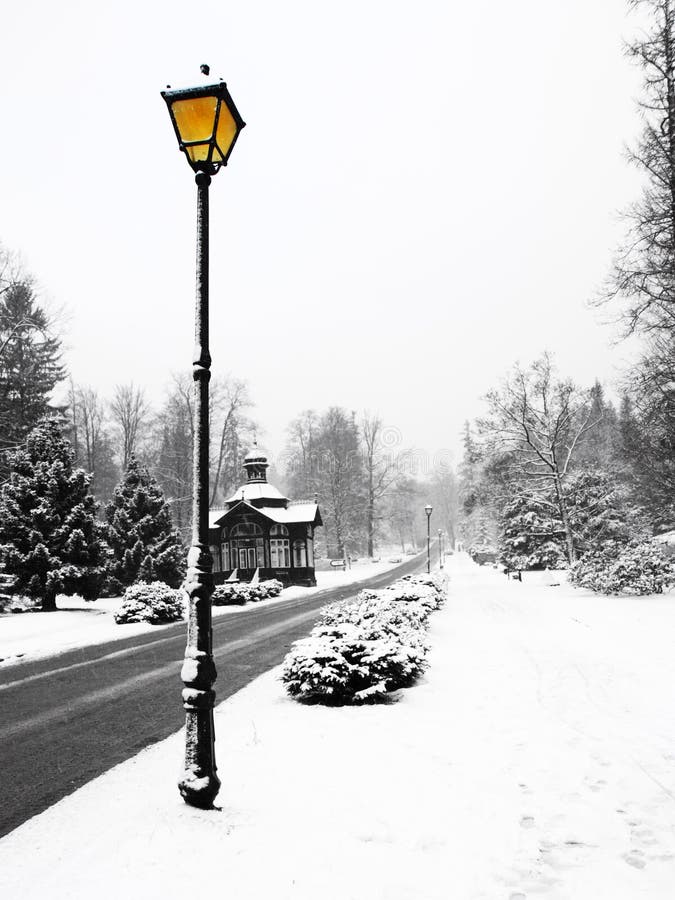 Street Lamp in Winter stock image. Image of white, xmas - 10411087