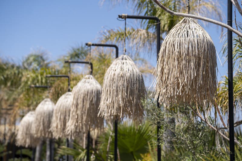 Street Lanterns Made of Straw. Stock Image - Image of home, decorative ...