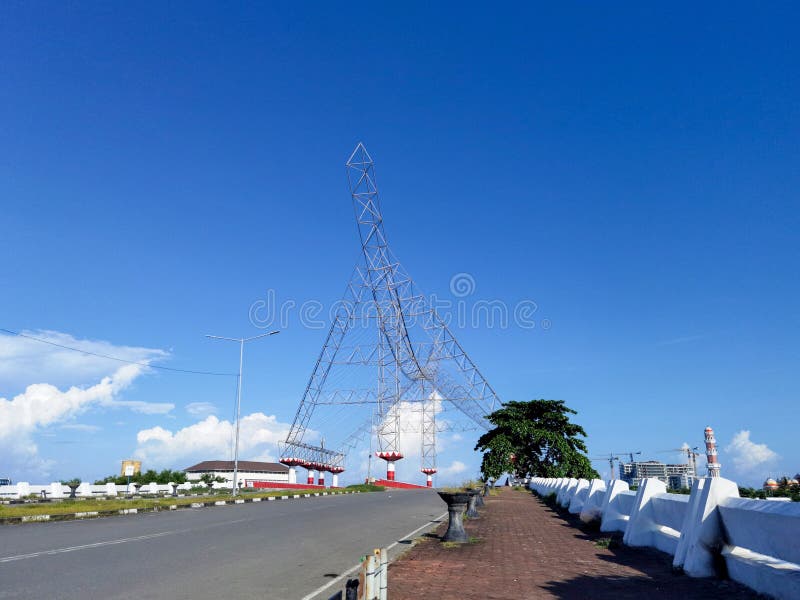 A Street with a Large Tower in the Background Stock Image - Image of ...