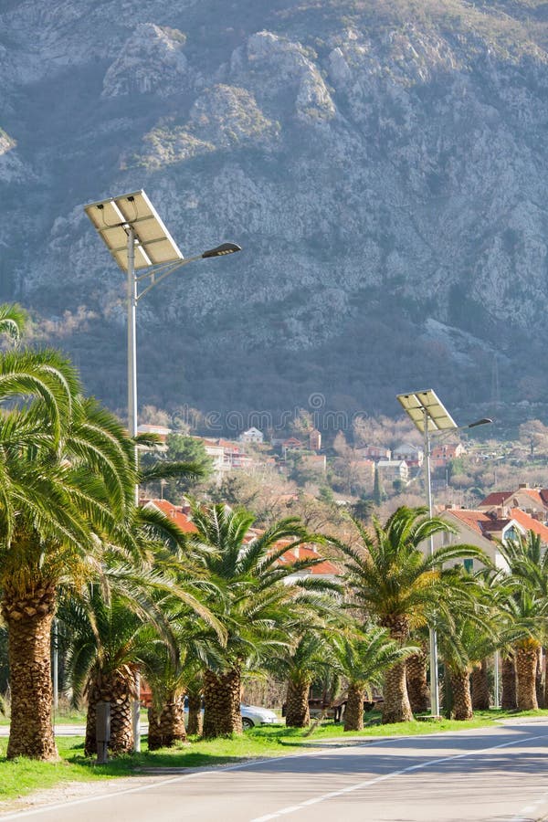 Street LED Lights with Solar Panels Stock Image - Image of sunlight ...