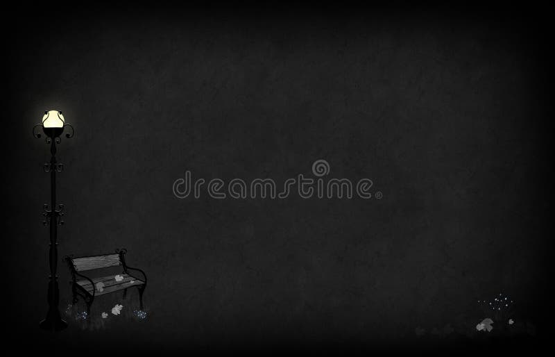 Street light and a bench stock illustration. Illustration of background ...