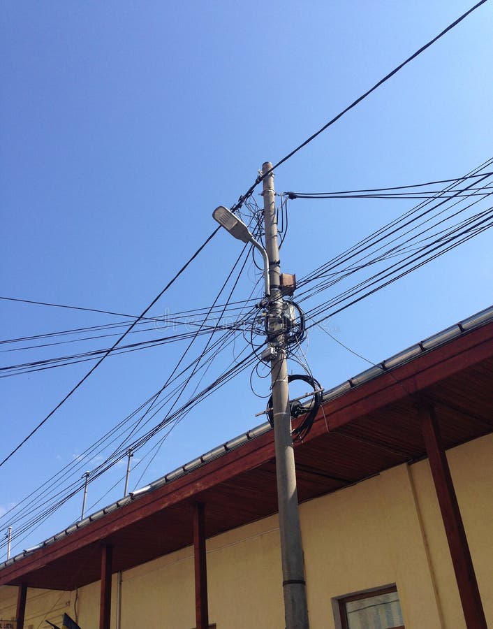 Street light with cable stock photo. Image of power - 100005220