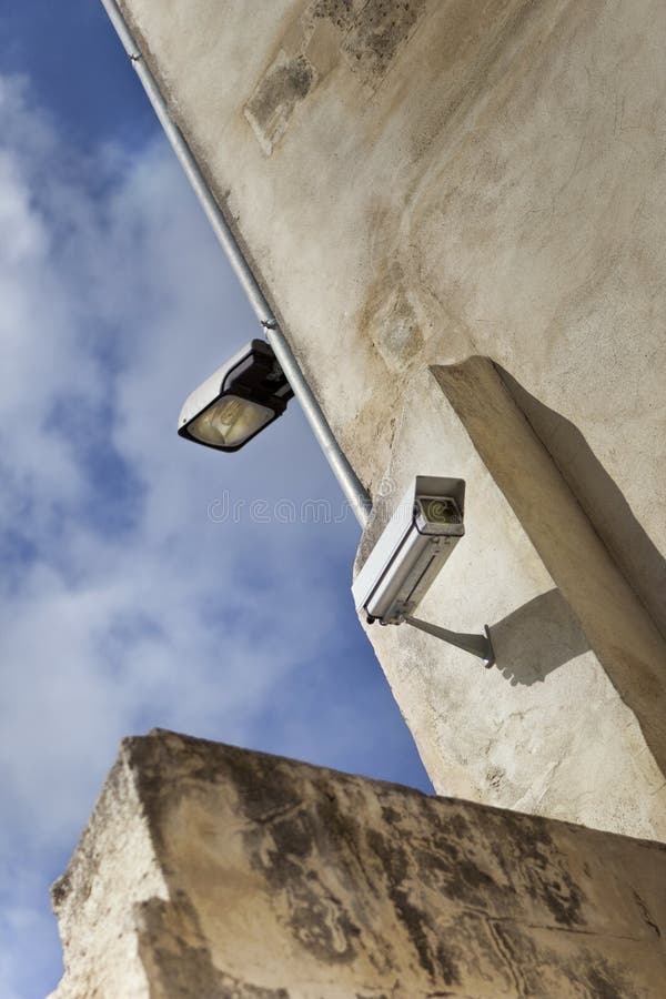 Street light and camera stock image. Image of wall, urban - 69160055