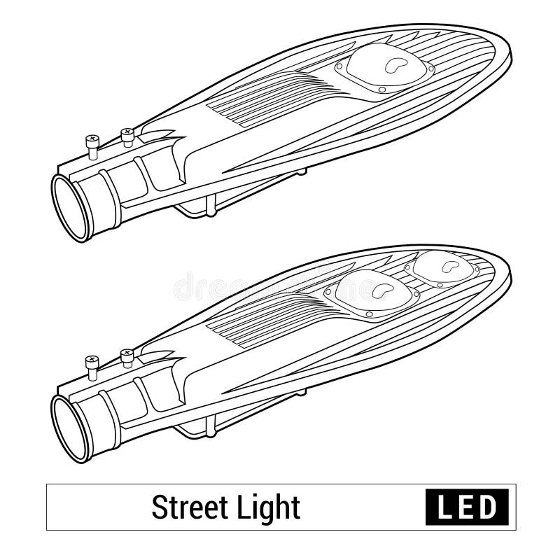 Street Light Isolated - Linear Scheme Stock Illustration - Illustration ...