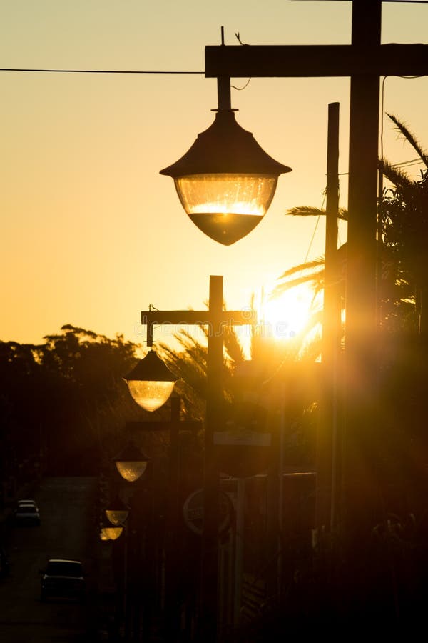 Street light stock image. Image of sunset, urban, lamp - 80516205