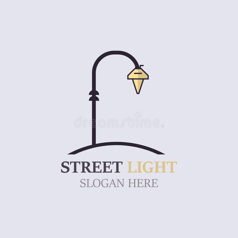 Street Light Logo Image, Vintage Lightning Classic Latern Flat Element ...