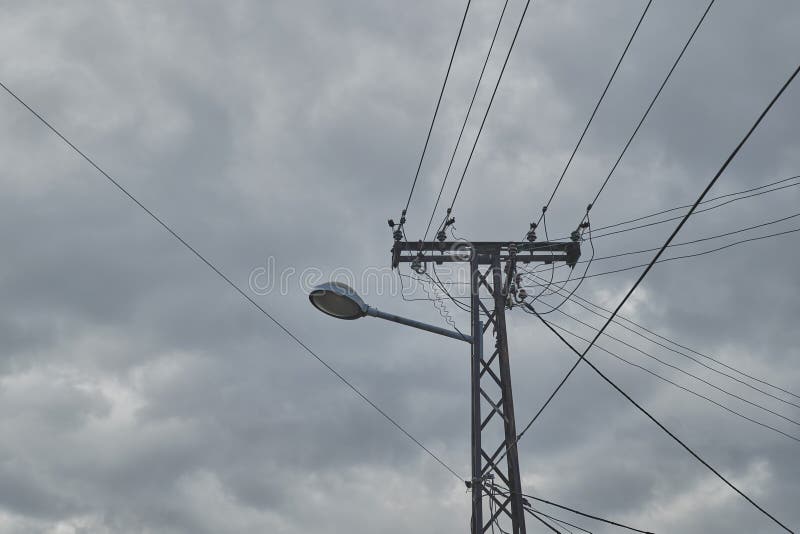 Street Light Mounted on a Metal Electrical Post, Accentuated by ...