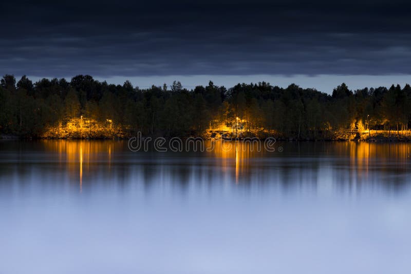 Street Light on Path by River Stock Image - Image of water, lights ...