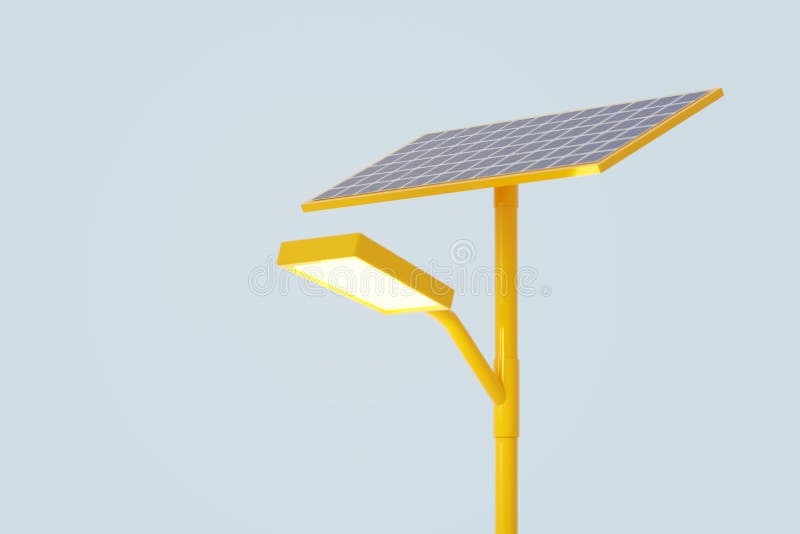 Street Light Pole with Solar Cell Electric Power Saving Stock ...