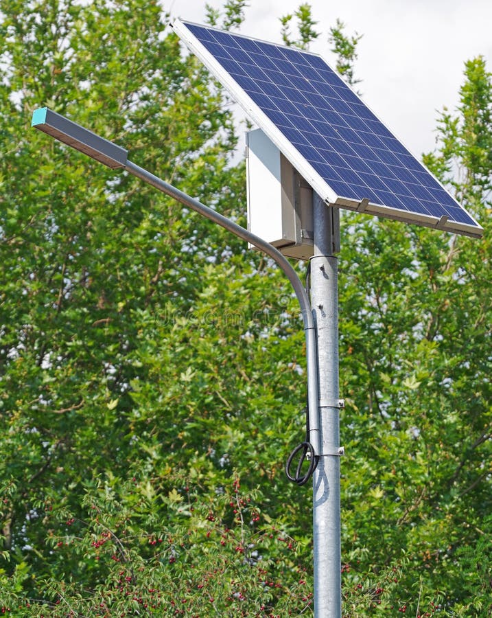 Street Light Powered by a Solar Panel Stock Photo - Image of electric ...