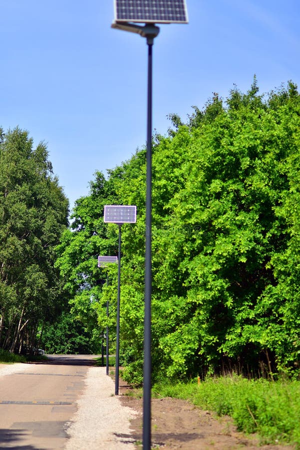 Street Light Powered by Solar Panel with Battery Included. Stock Photo ...