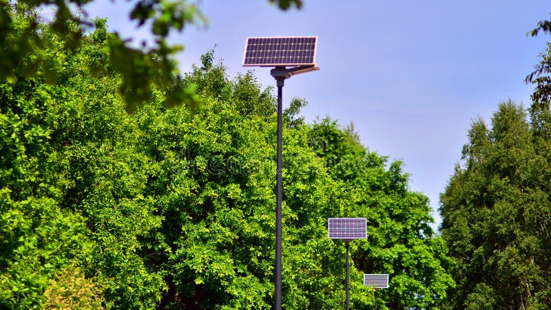 Street Light Powered by Solar Panel with Battery Included. Stock Image ...