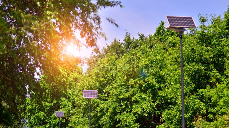 Street Light Powered by Solar Panel with Battery Included. Stock Image ...