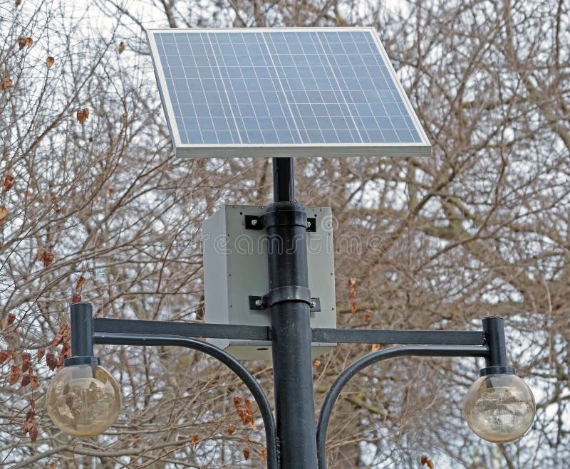 Street Light Powered by a Solar Panel Stock Photo - Image of technology ...
