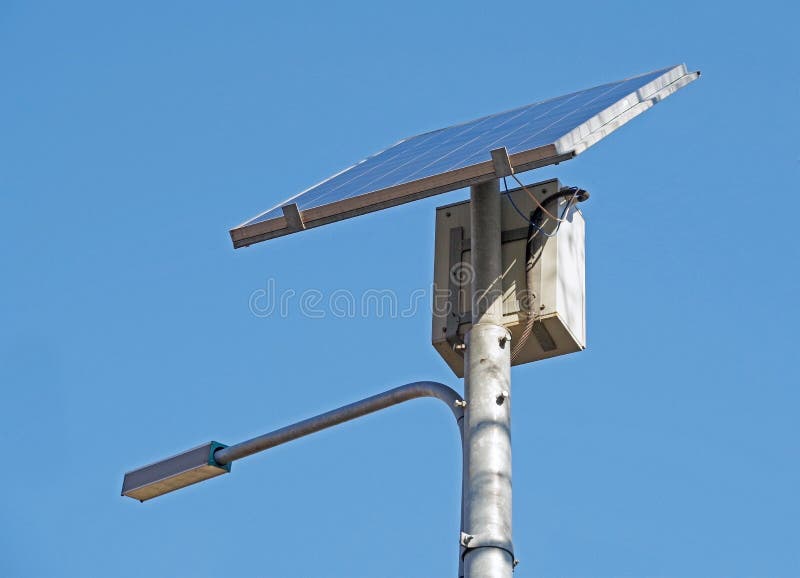 Street Light Powered by a Solar Panel Stock Image - Image of ecology ...