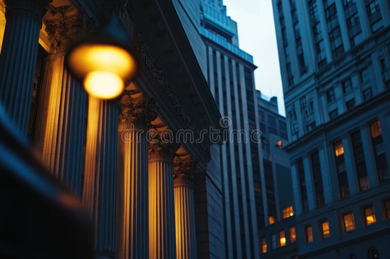 A Street Light Stands Tall in Front of a Large Building Stock Photo ...