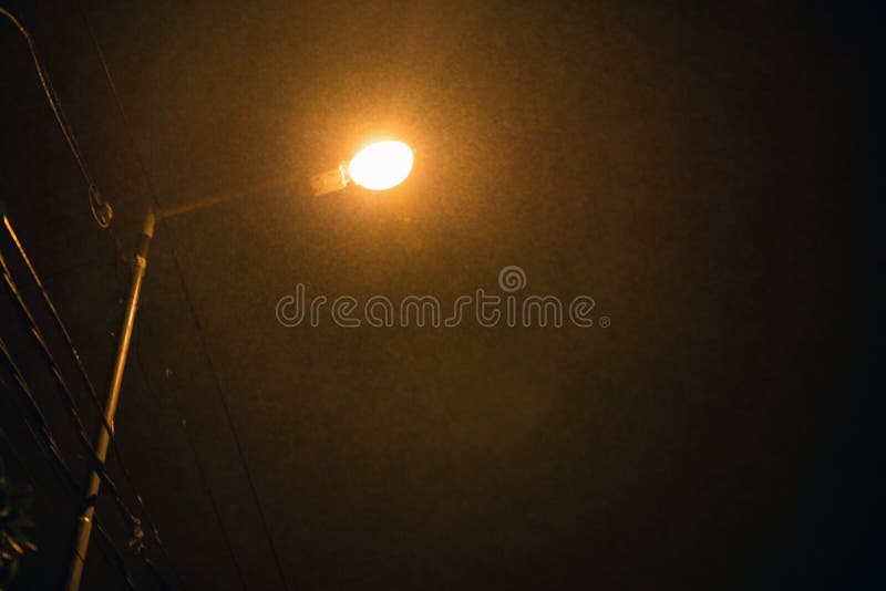 Street Light Under Light Drizzle Stock Image - Image of light, spooky ...