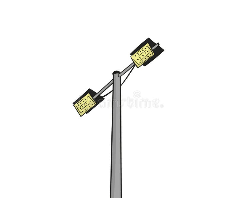 Street Lighting Lamp Posts are Yellow Stock Illustration - Illustration ...