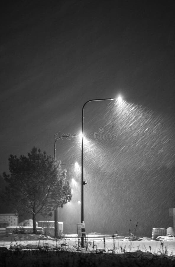 Street lighting stock image. Image of night, snow, cold - 359831295
