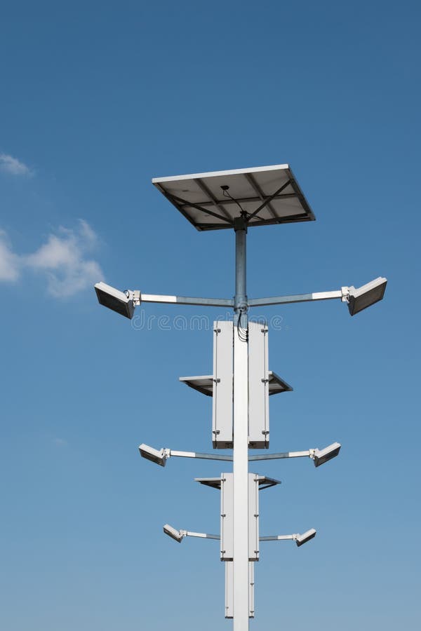 Street Lighting with Solar Panels Stock Photo - Image of photovoltaic ...
