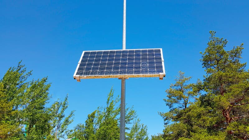 Street Lighting Using Solar Panel Under the Blue Sky Stock Image ...