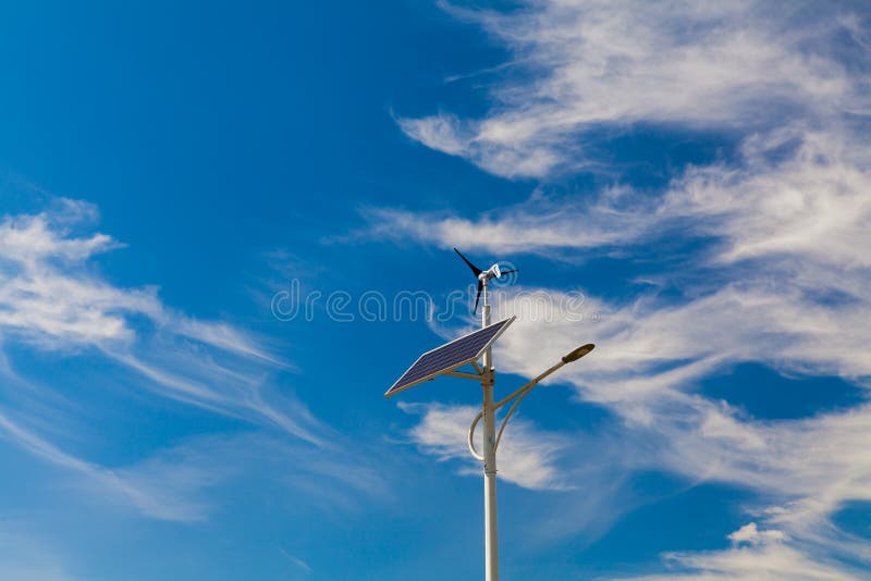 Street Lighting Works from Solar Panels and Wind Generators Stock Image ...