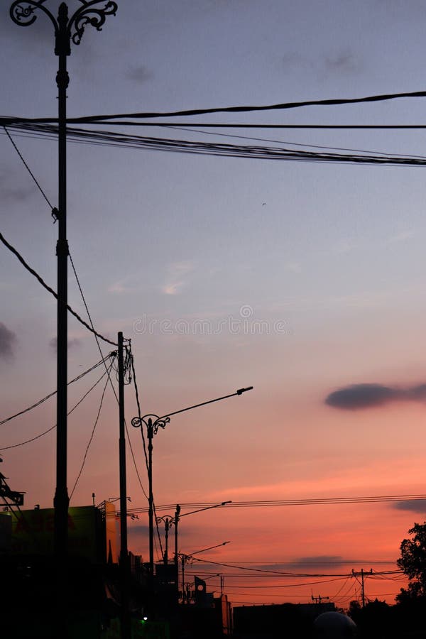 Before the Street Lights on Stock Image - Image of light, road: 209392667