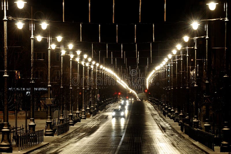 Street in the lights stock image. Image of ornaments - 22908369