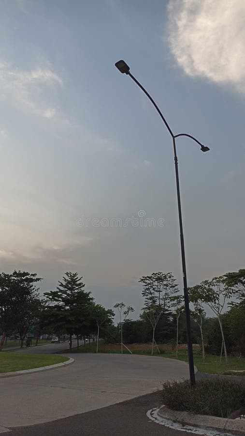 Street Lights in the Afternoon in a Housing Complex Stock Image - Image ...