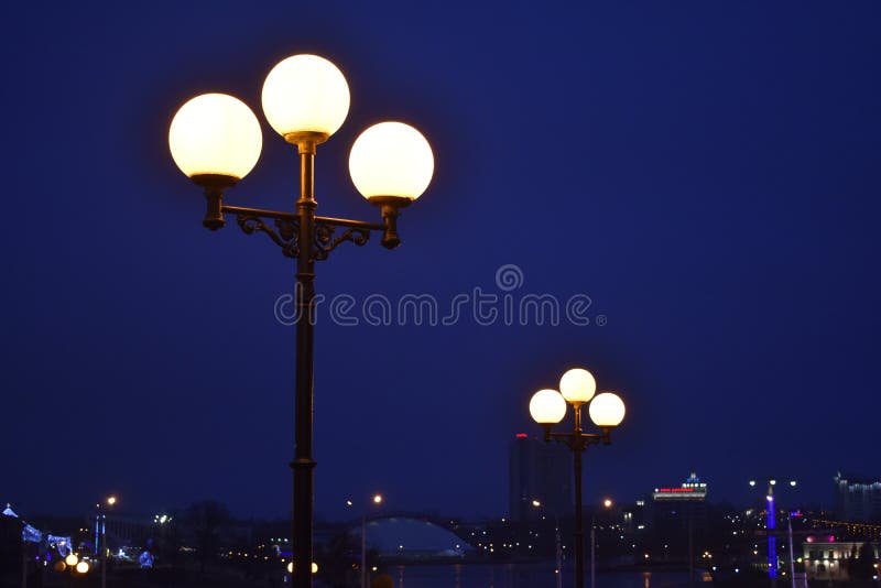 Street lights. Evening stock photo. Image of illumination - 206822972