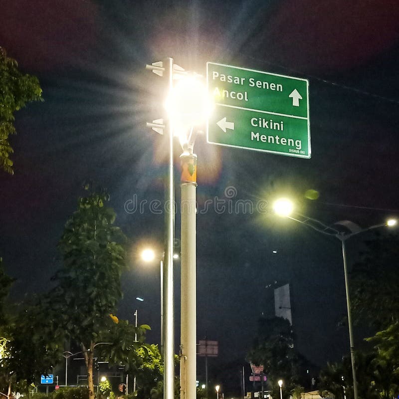 Street Lights that Illuminate in Every Night Stock Image - Image of ...